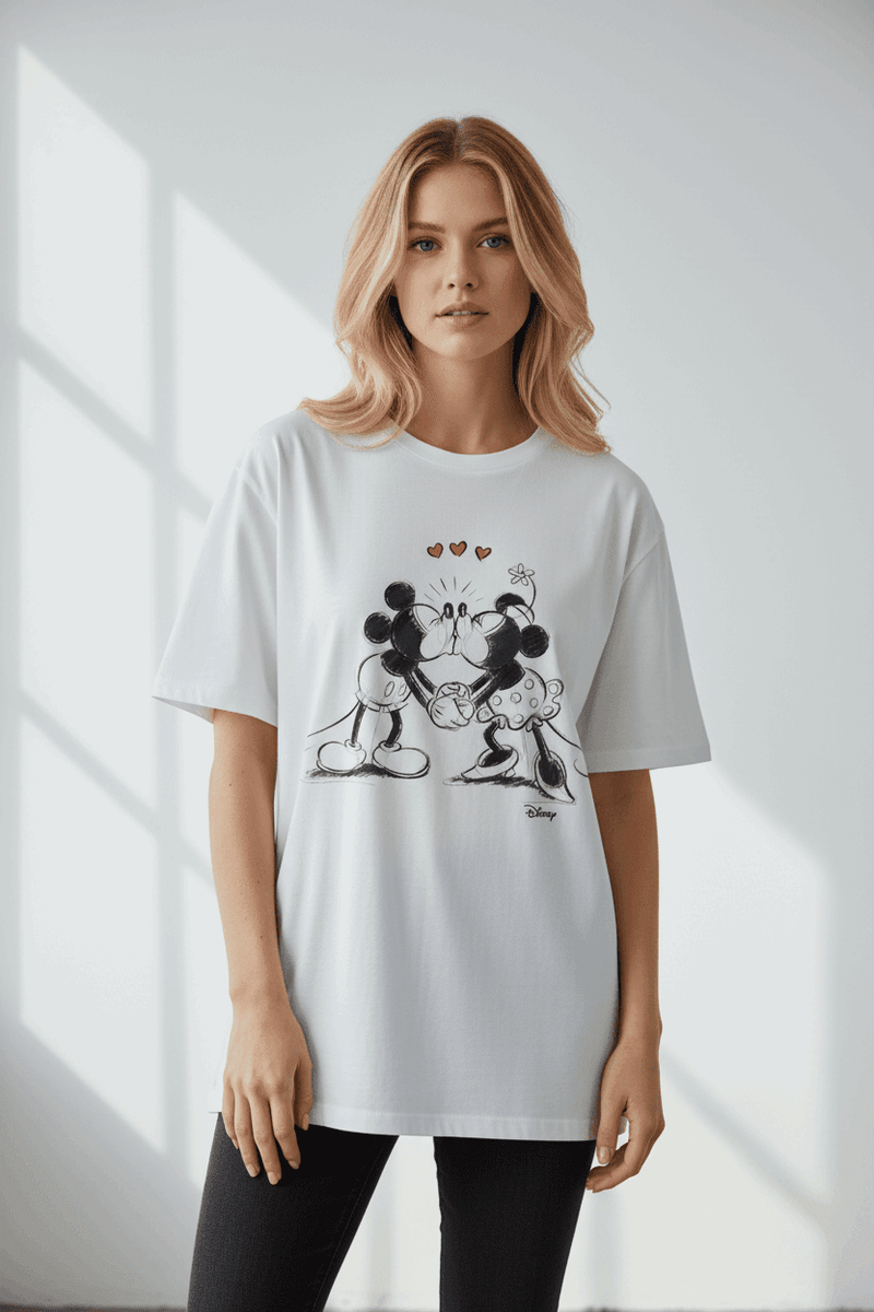 Shop Junk Food JUNKFOOD Disney Mickey and Minnie Kisses T-Shirt T-Shirt ...